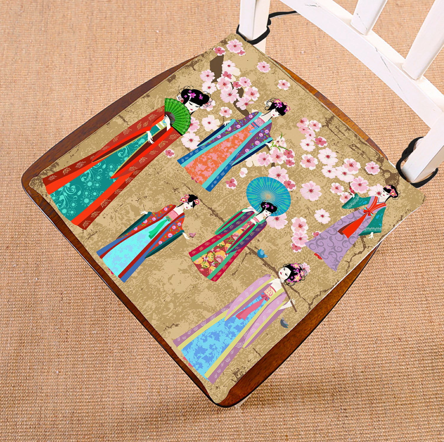 PHFZK Asian Chair Pad, Girl in Retro Costume Seat Cushion Chair Cushion ...