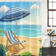 Coastal Beach Bathroom Shower Curtains with 12 Hooks Waterproof Shower ...