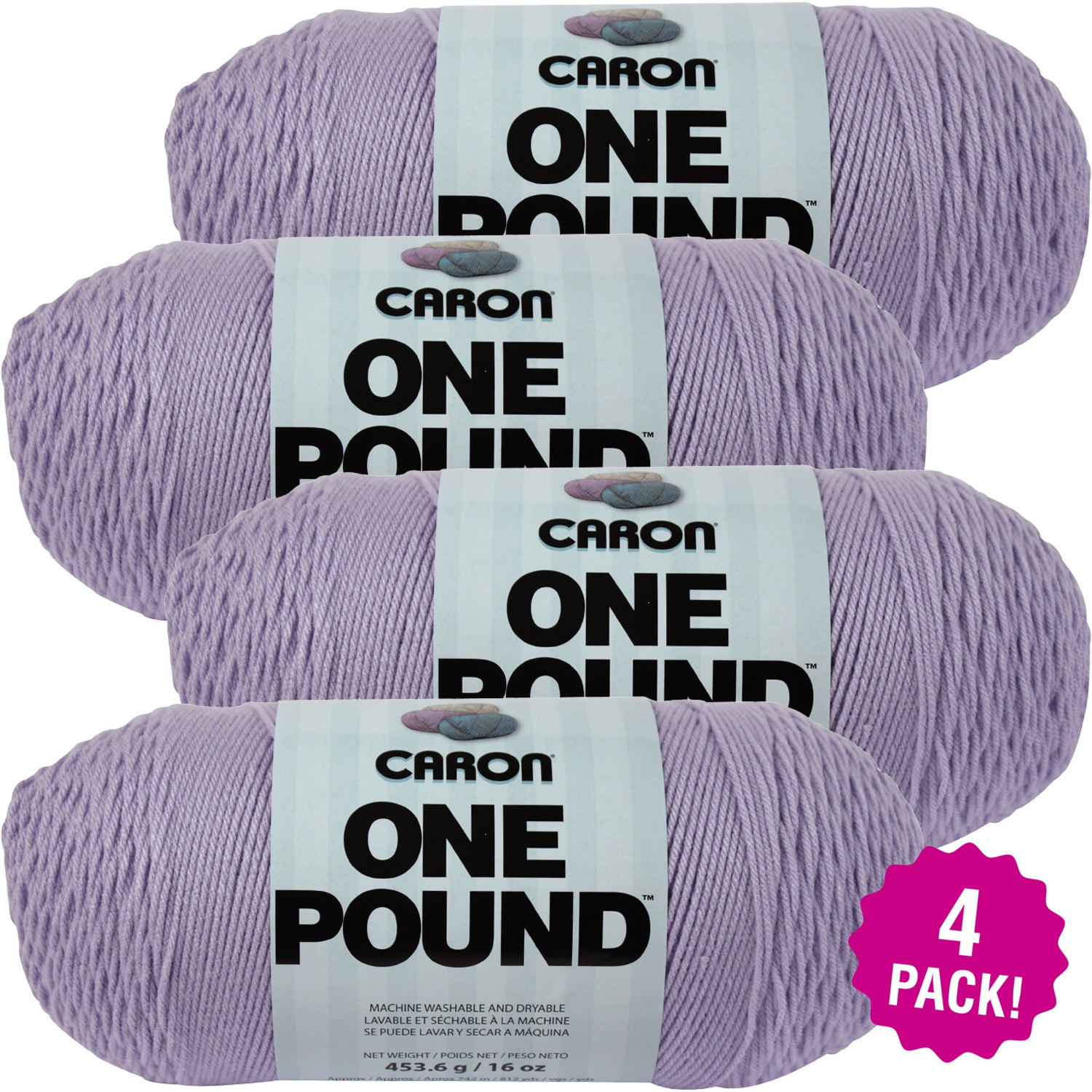 Caron One Pound Yarn - Lilac, Multipack of 4 - Walmart.com