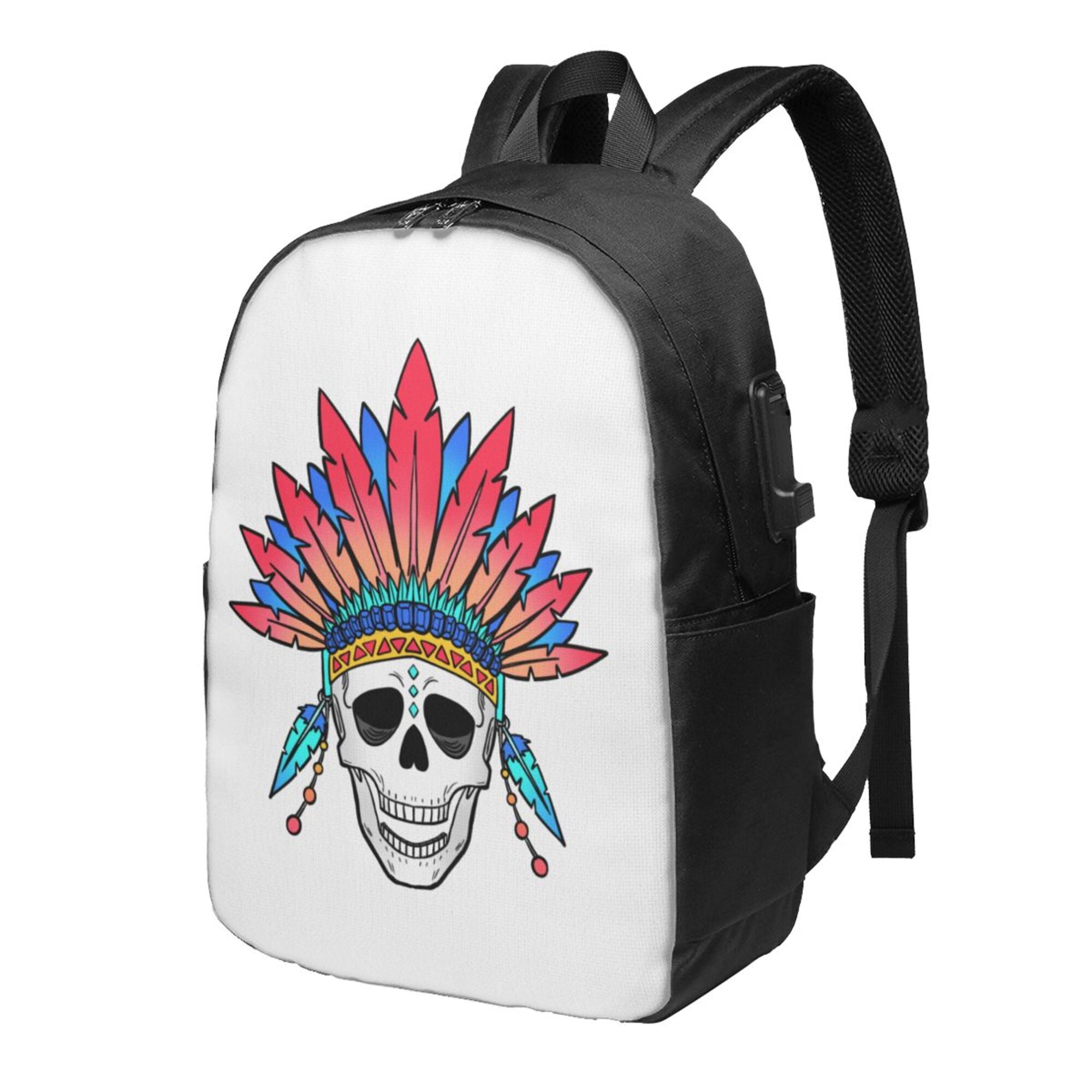 YFYANG 17" Laptop Backpack, Indian Style Skull Fashion Travel Work ...