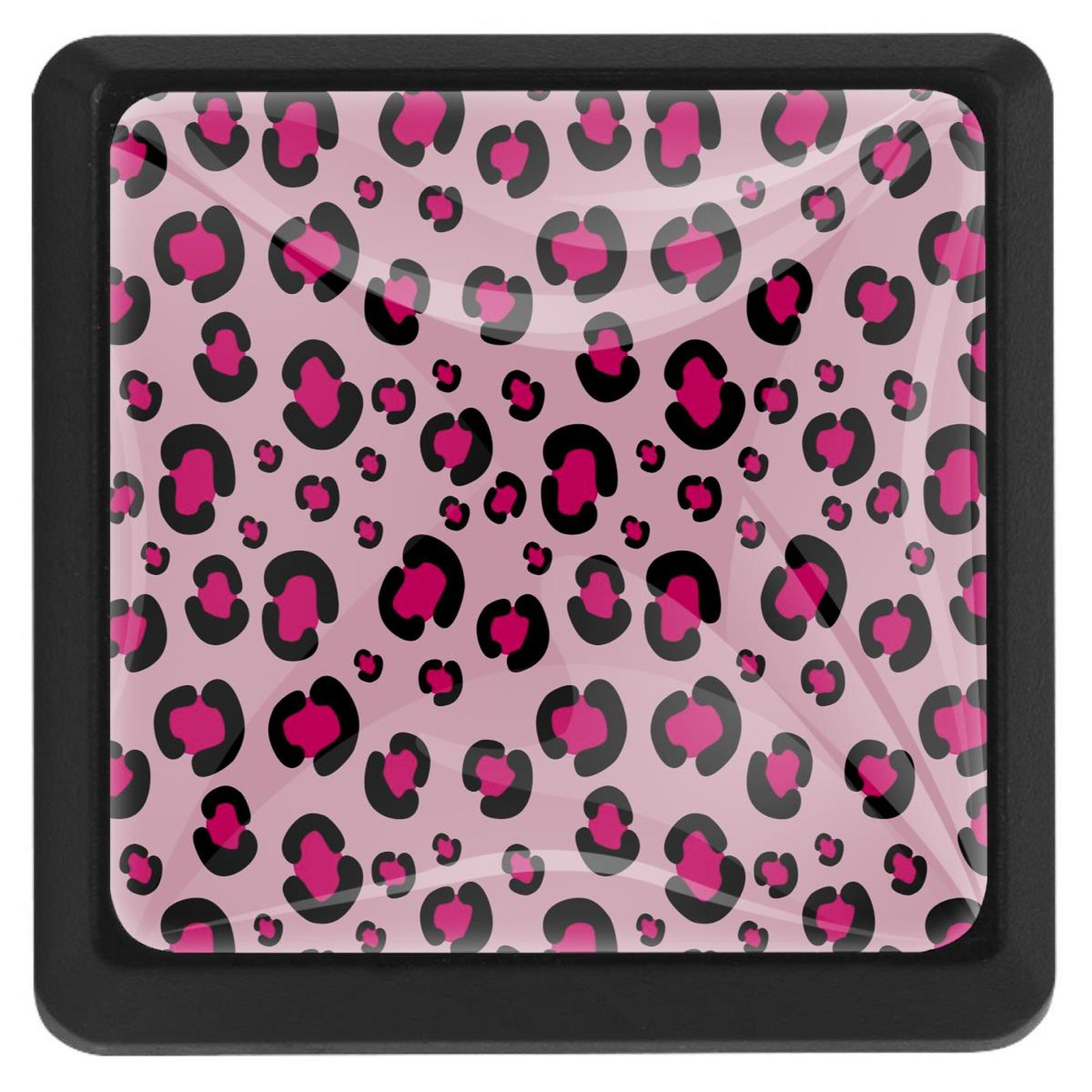 3 Pack Leopard Print Square Cabinet Door Knobs Decor for Cupboard ...