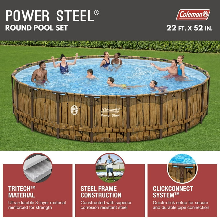 Coleman power steel frame above ground swimming pool set store