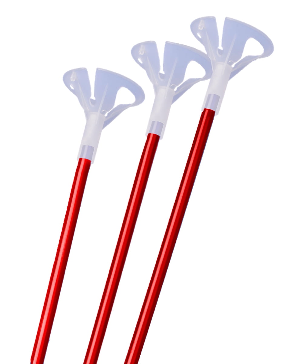 PMU Balloon Sticks 16 Inch Red with Clear Cups Premium Latex/Mylar ...