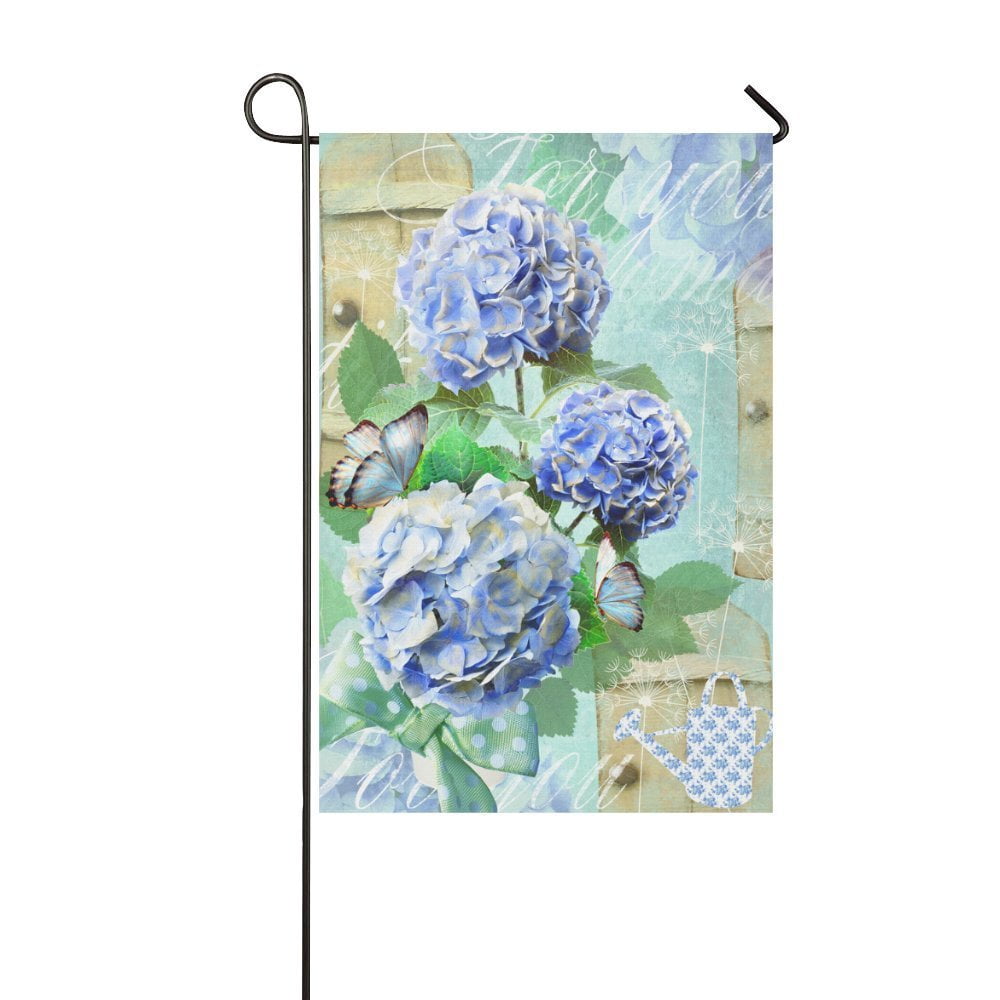 MYPOP Hydrangea Floral Flower Long Garden Flag Banner 12 x 18 inch ...
