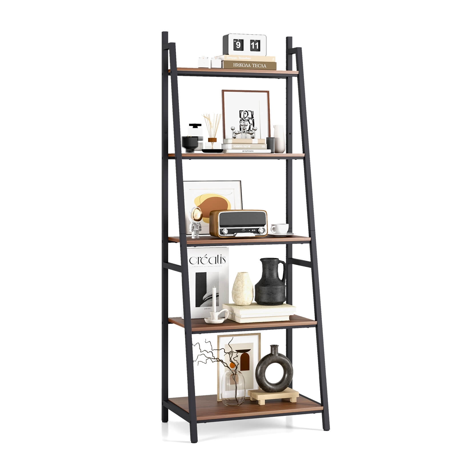 Click here for Costway Industrial Ladder Shelf Rustic 5 Tier Lean... prices