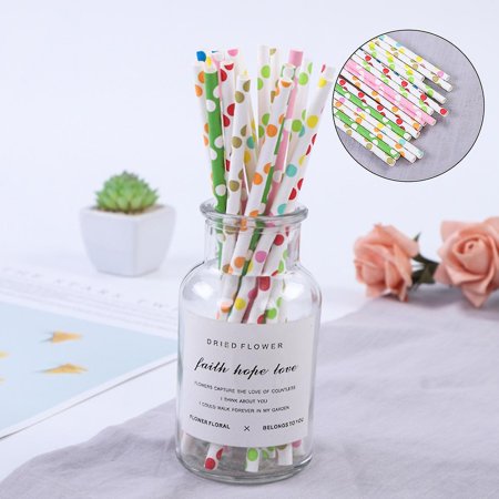 Biodegradable Paper Straws, 100 Straws For Party Supplies, Birthday ...