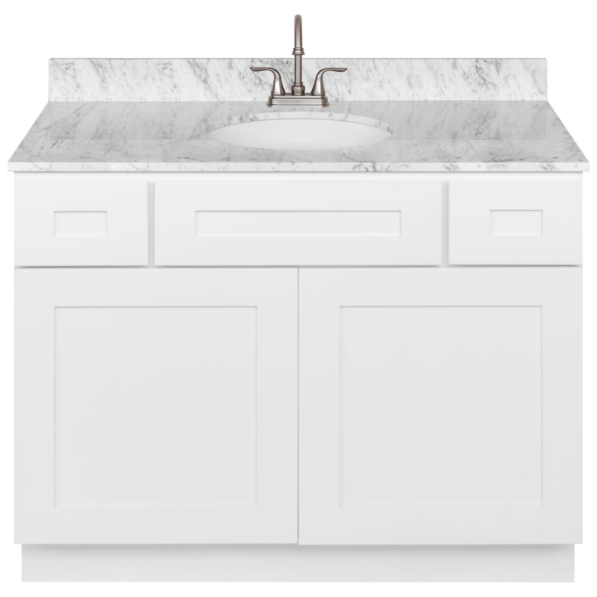White Bathroom Vanity 42", Cara White Marble Top, Faucet LB6B - Walmart.com