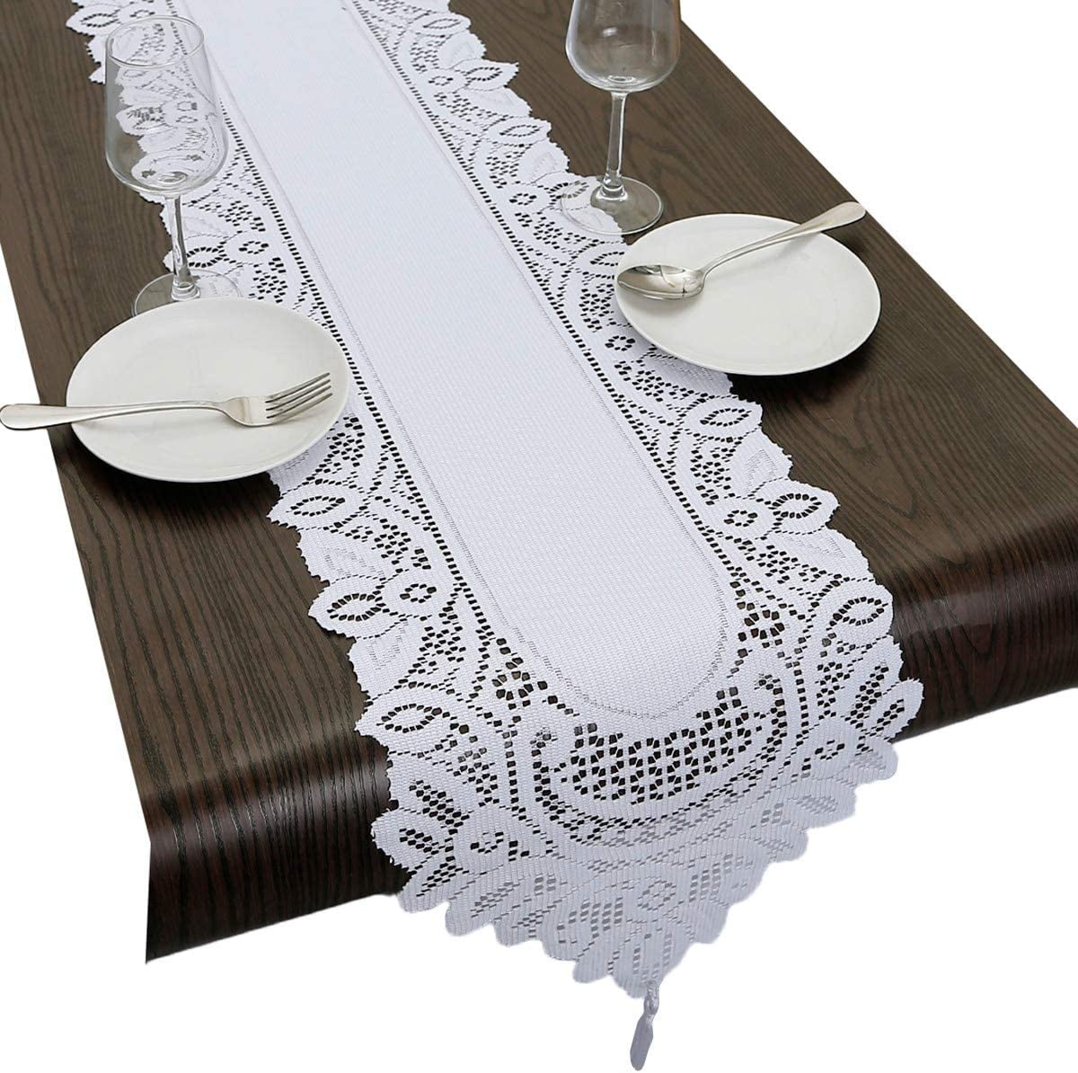 Lace Table Runner Dresser Scarf Embroidered Table Runners with ...