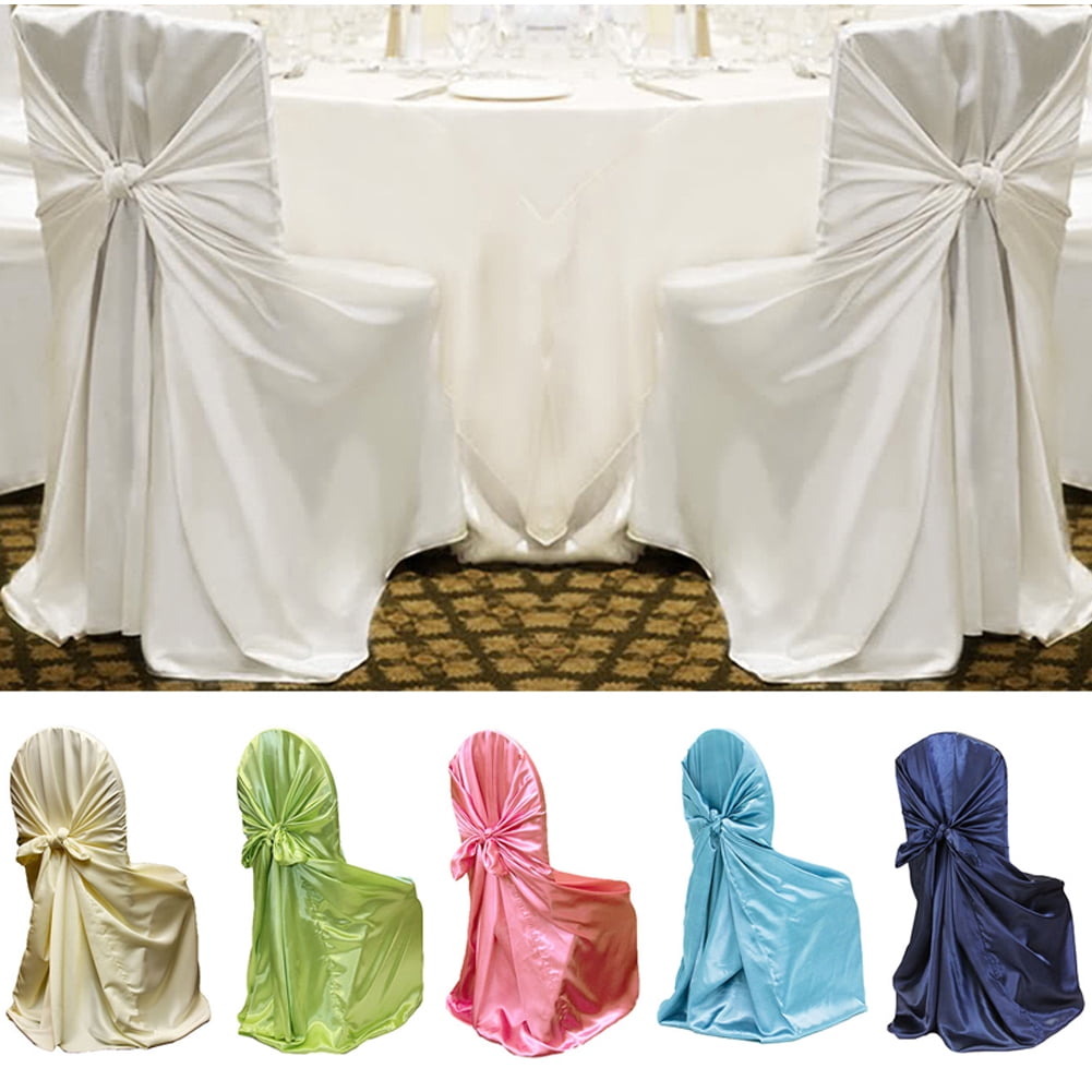 Satin Chair Cover, Universal Removable & Tie Back for Wedding Banquet ...