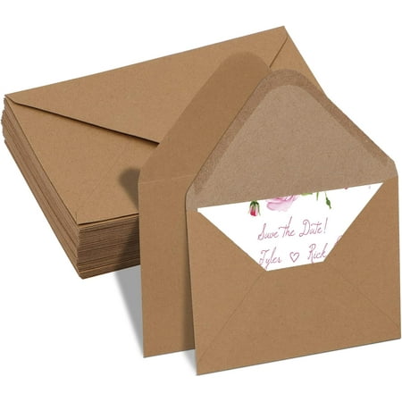 Set of 50 Kraft Paper Envelopes, Craft Envelope without Window, Small ...