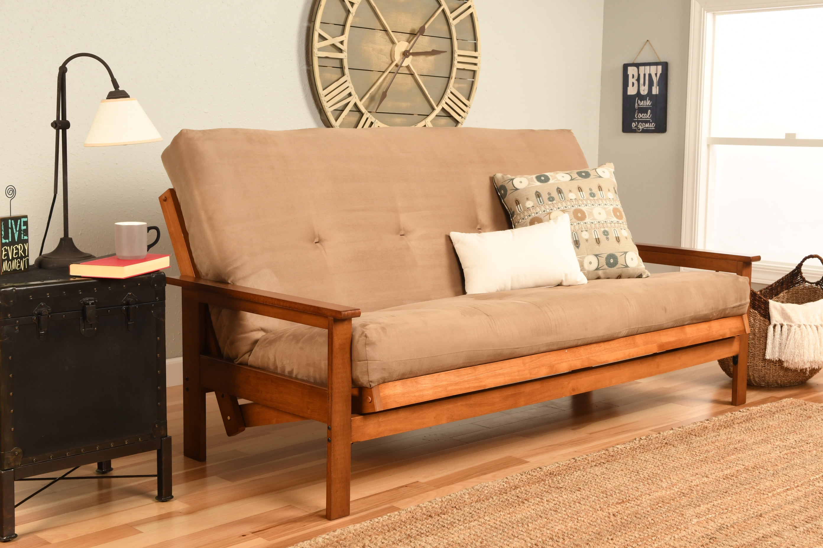 Albany Futon in Barbados Finish, Multiple Suede Colors - Walmart.com
