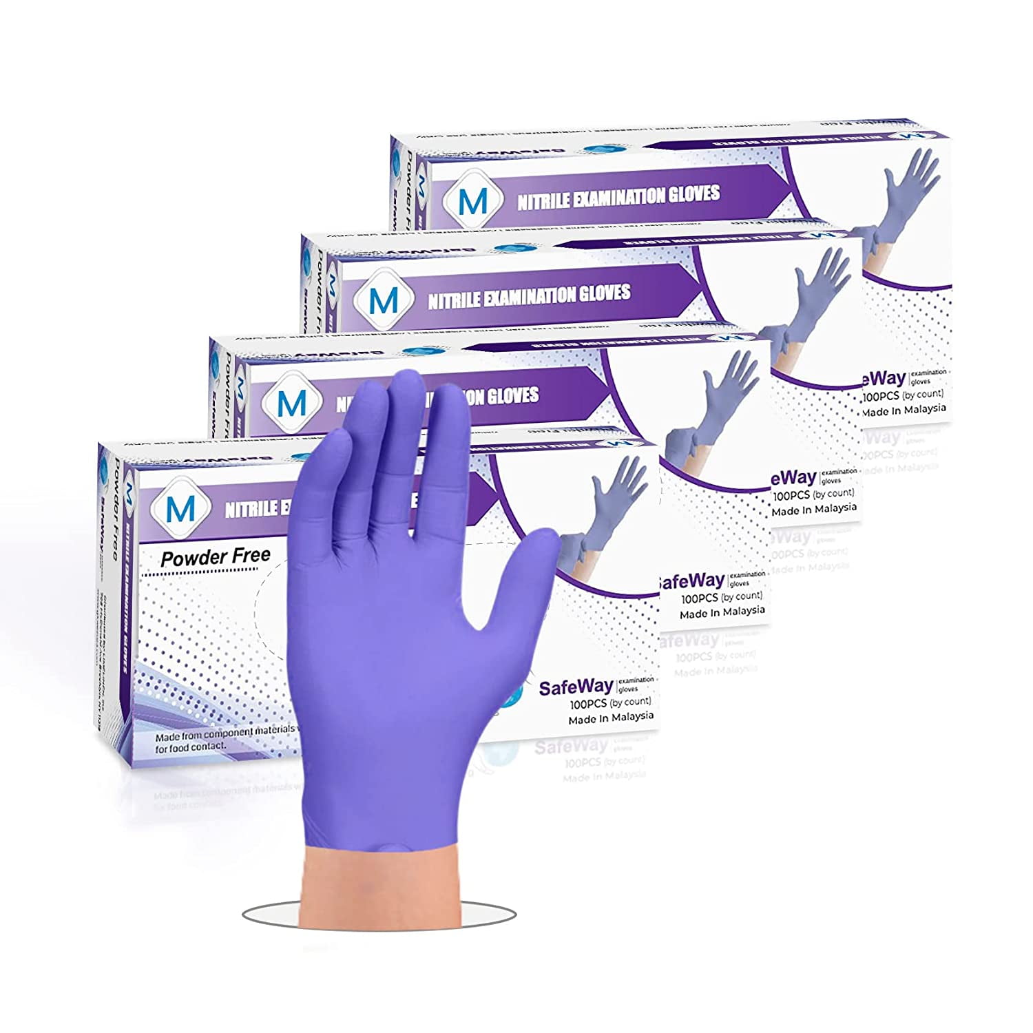 SafeWay Premium Nitrile Disposable Exam Gloves, Medium, 400/Box ...