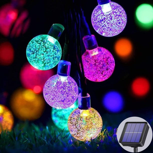 GooingTop Patio String Lights Solar Powered,26Ft 50 LED Crystal ...