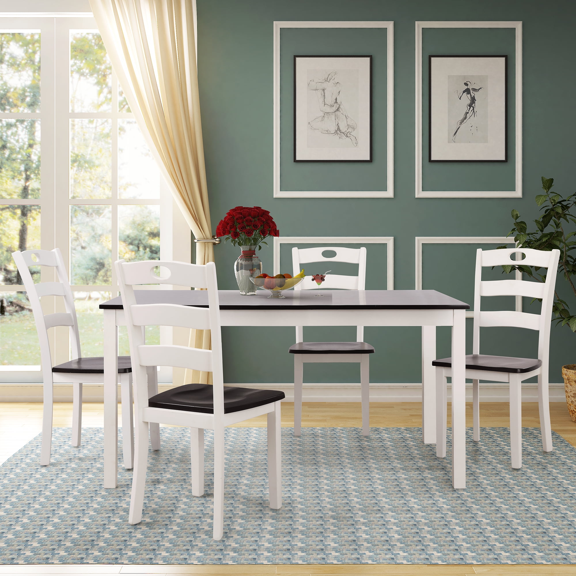 Harper & Bright Designs 5-Piece Wood Dining Table Set, Multiple Colors ... Harper & Bright Designs 5-Piece Wood Dining Table Set, Multiple Colors ...