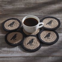 VHC Brands Harvest Blessings Natural Stencil Pumpkin Jute Coaster Set ...