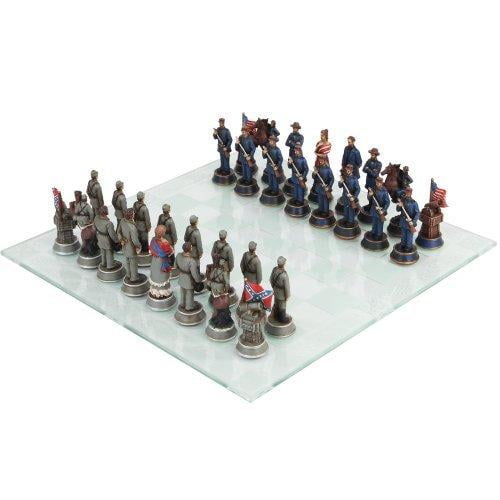 Civil War Solider Themed Chess Set with Glass Board, Multicolor ...