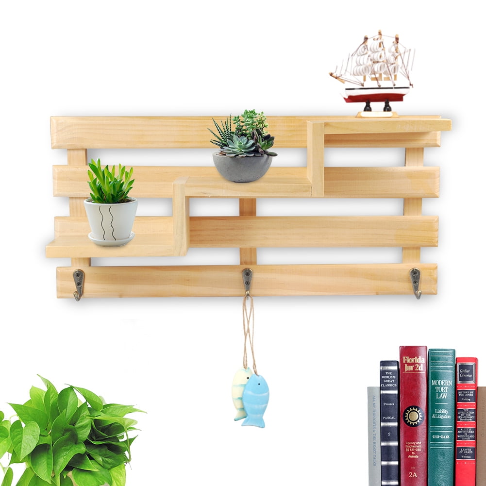 Delaman Wall Mounted Wooden Floating Shelves Trapezoid Shape Wall Shelf ...