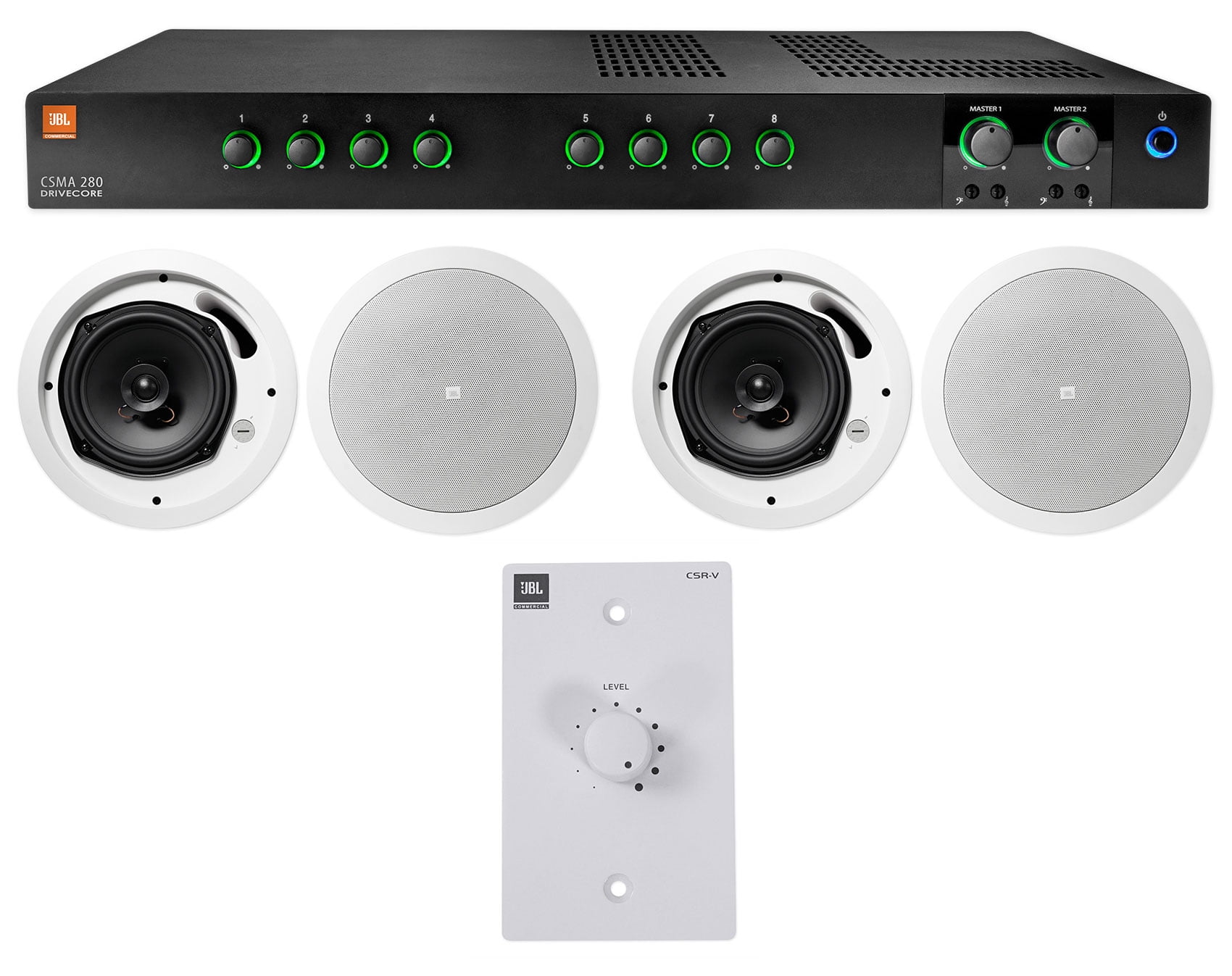 JBL CSMA280 Commercial Amplifier+4) 6.5" White Ceiling Speakers+Wall ...