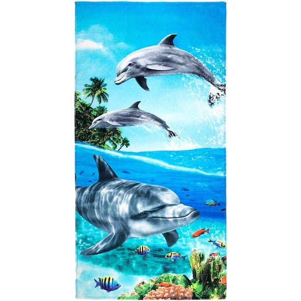 Beachland Paradise Dolphins Beach Towel 30 x 60 inch 100% Cotton ...