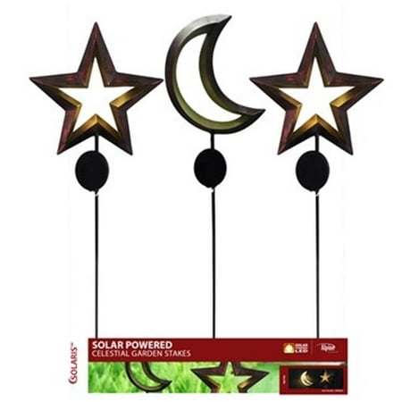 Alpine Corp ZEN282A Solar Moon & Star Stake with LED Light Pack of 9 ...