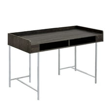 52 Inch Writing Desk, Natural Textured Acacia Wood, Burnished Brown ...