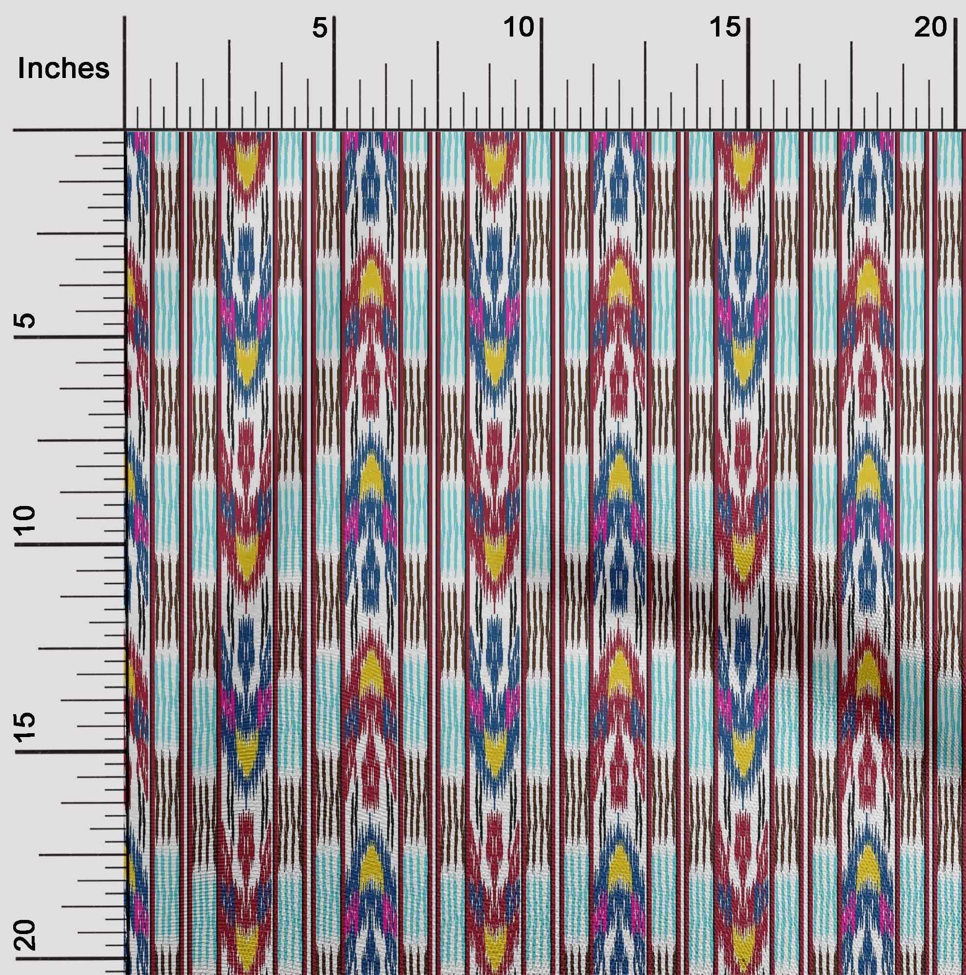 oneOone Silk Tabby Fabric Stripe Ikat Print Fabric By The Yard 42 Inch ...