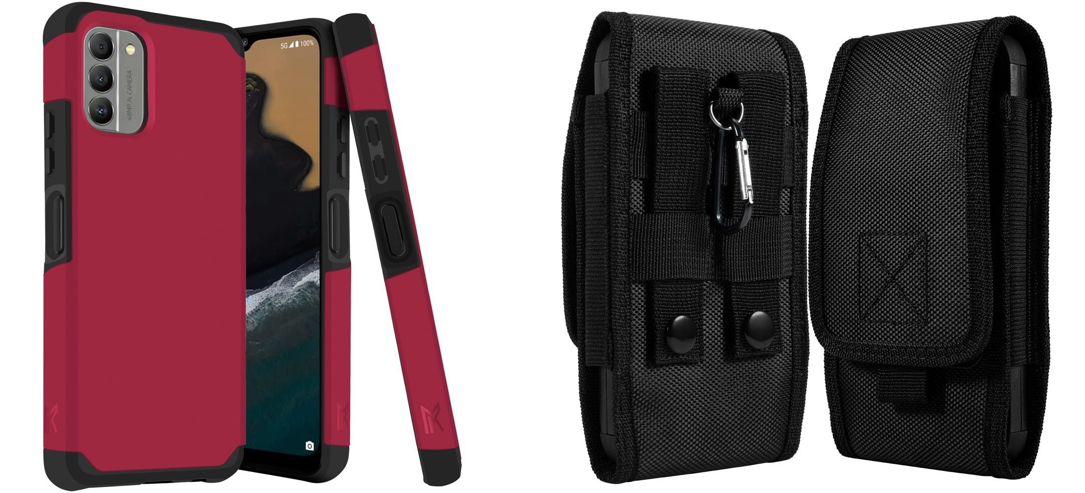 MK Armor Case for Nokia G400 5G and Vertical Nylon Belt Holster Pouch ...
