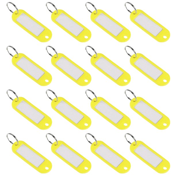 Uxcell 60x21mm Plastic Key Tags with Split Keyring Yellow 16 Count ...