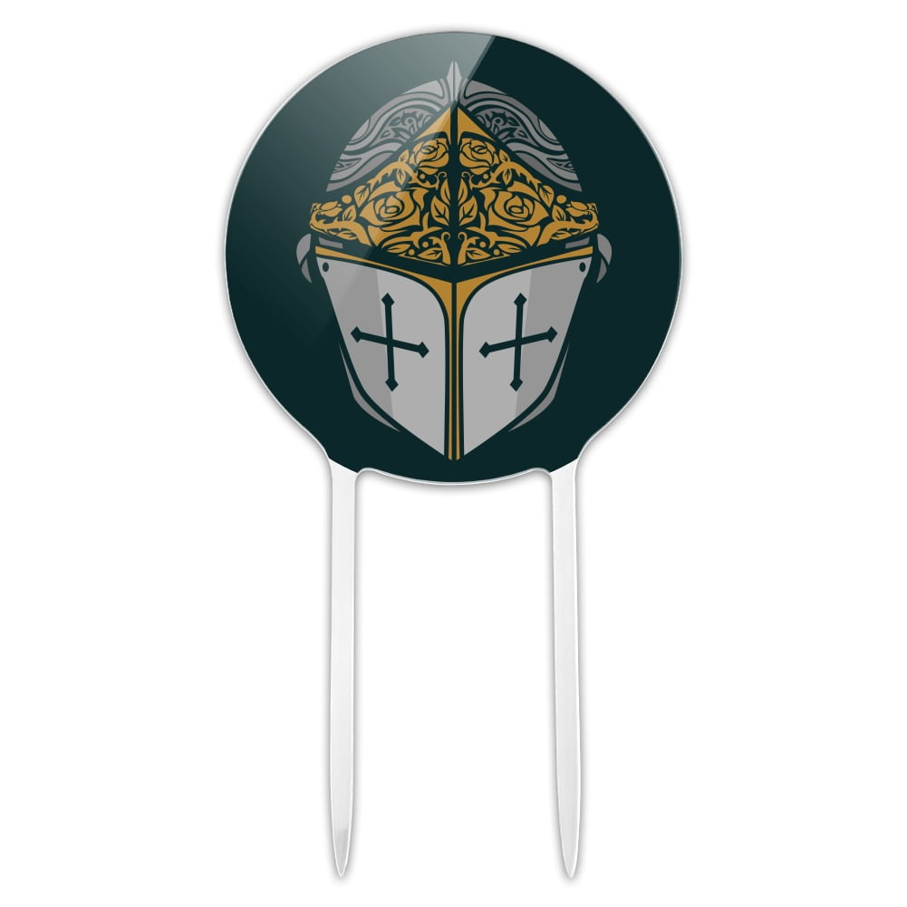 Acrylic Knight Warrior Helmet Medieval Roses Templar Cake Topper Party ...