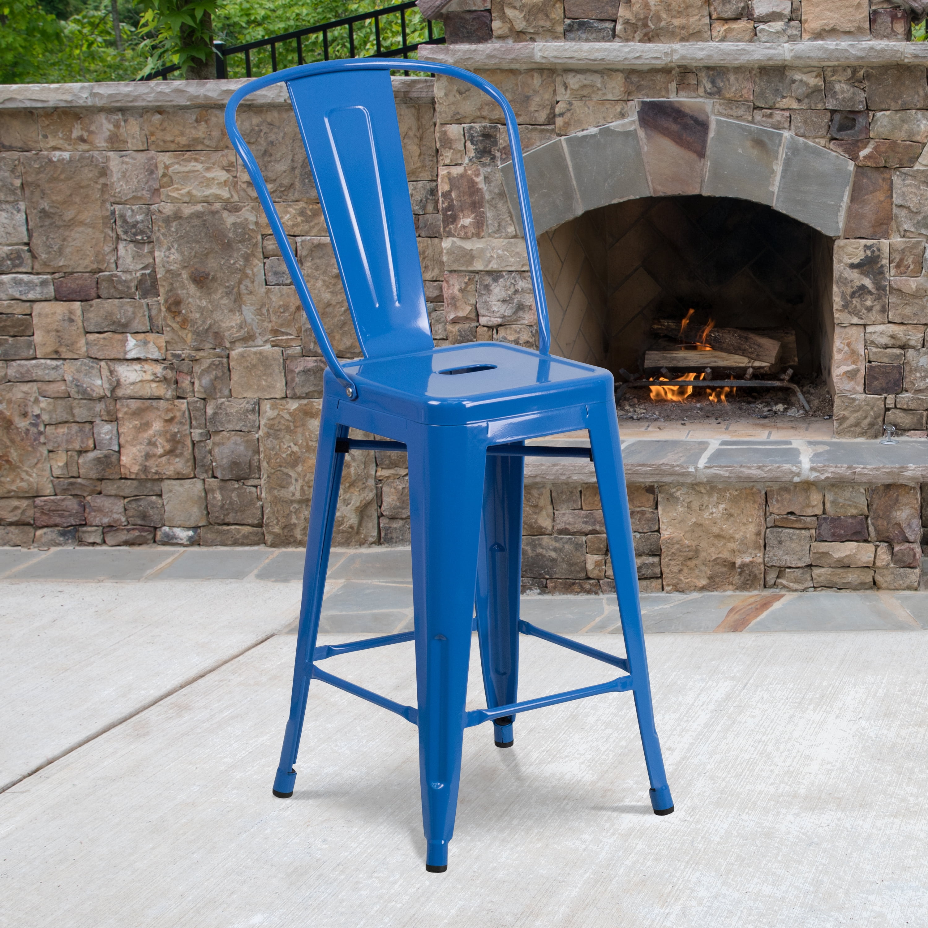 Flash Furniture Commercial Grade 24" High Blue Metal Indoor-Outdoor ...
