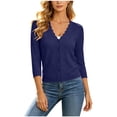 Brqkzdu Button Down Cardigan for Women 3/4 Sleeve V Neck Knit Cardigan ...