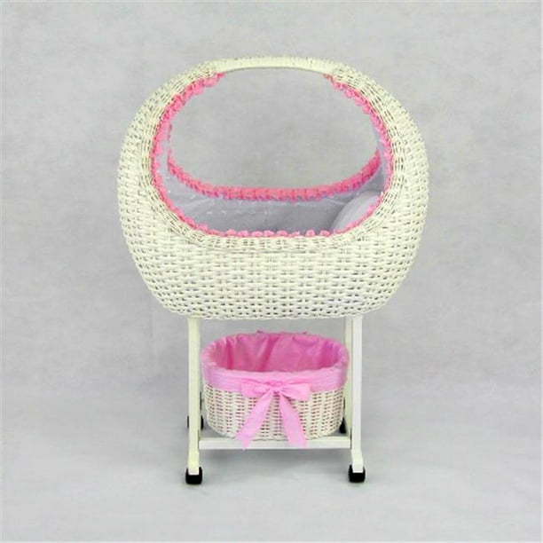 Regal Doll Carriages P705 Megan Wicker Doll Bed Crib Cot with Stand and ...