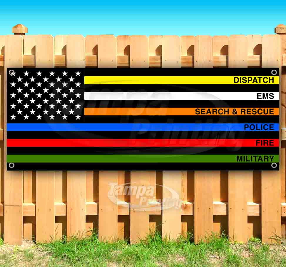 American Flag First Responders 13 oz Vinyl Banner With Metal Grommets ...