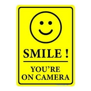 Smile You'Re On Camera Sign, Camera Sign, 10x7 Aluminum - Walmart.com