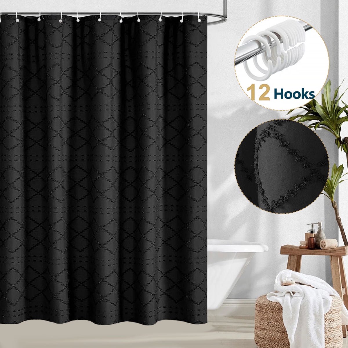 Click here for Dznils Boho Shower Curtain  Modern Textured Fabric... prices