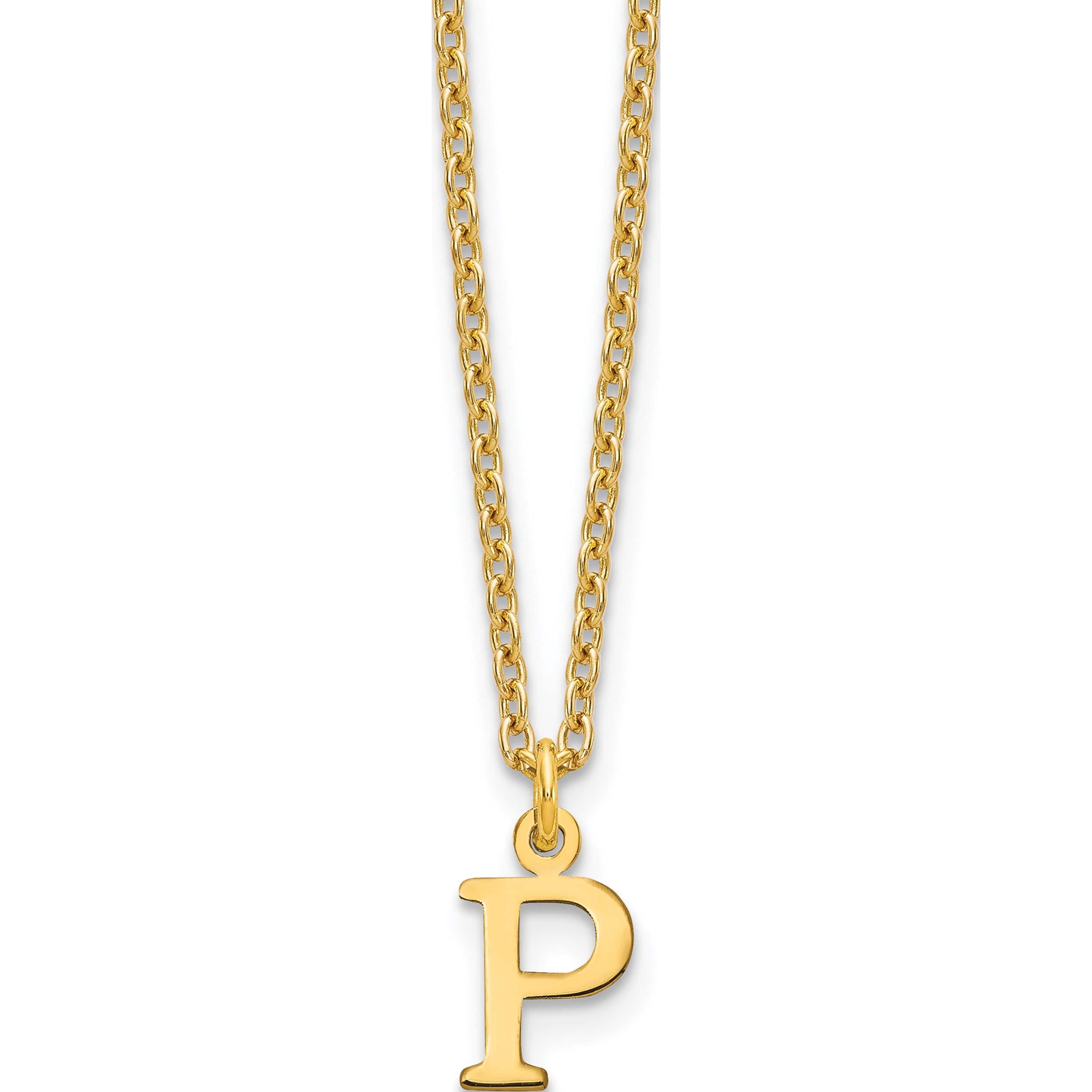 Ss/Gold Plated Sterling Silver Gold-Plated Cutout Letter P Initial ...