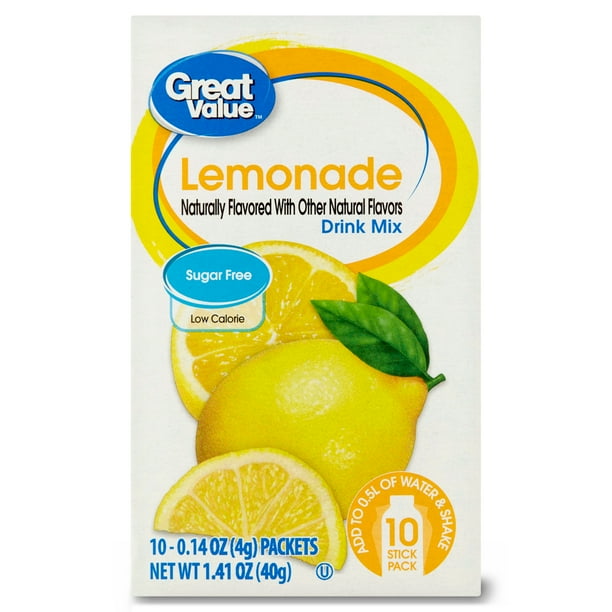 Great Value Sugar-Free Lemonade Drink Mix, 0.14 Oz., 10 Count - Walmart.com