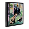 Forest Animals in Deep Space Black Framed Floater Canvas Wall Art ...
