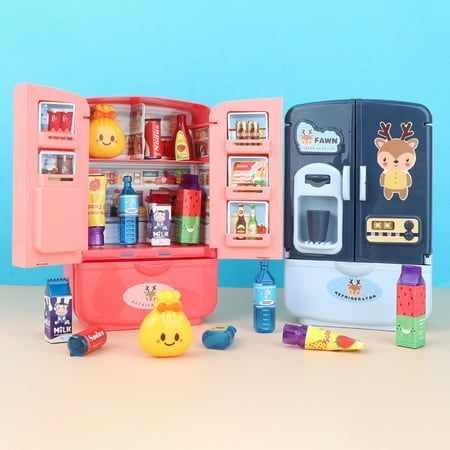 Kids Fridge Toy Set Simulated Drinks Toy Refrigerator Pretend Play ...