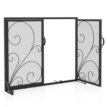 Small Cast Iron Scrollwork Fireplace Fire Screen with Doors - Walmart.com