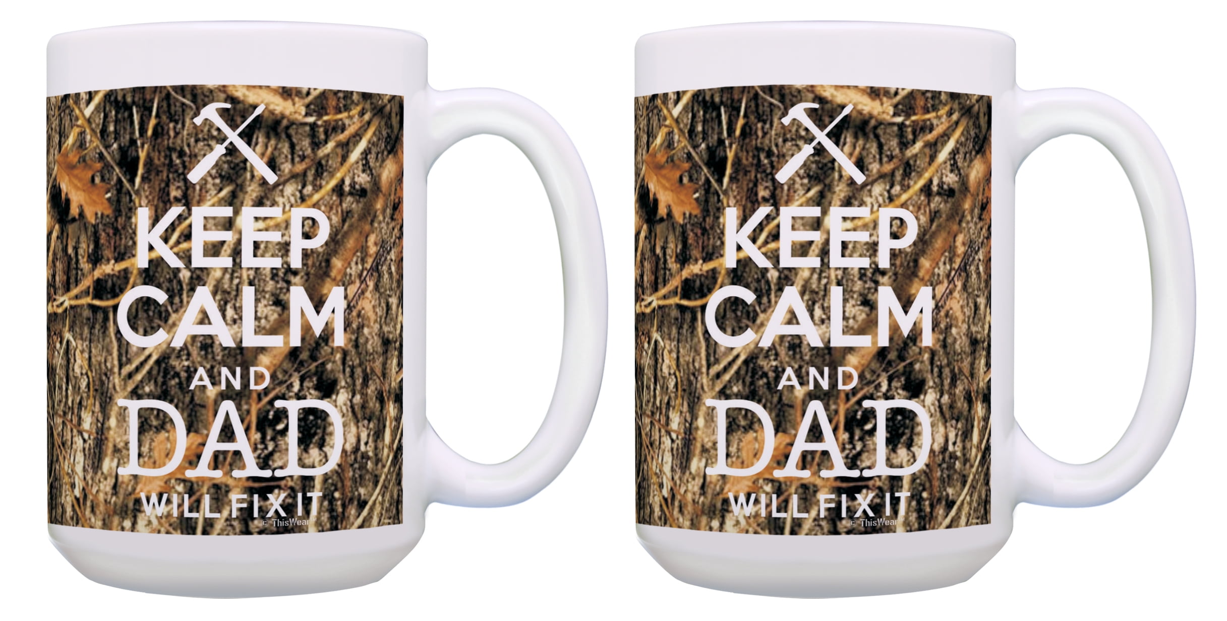 ThisWear Funny Dad Mug Set Keep Calm and Dad Will Fix It Camo Dad 2 ...