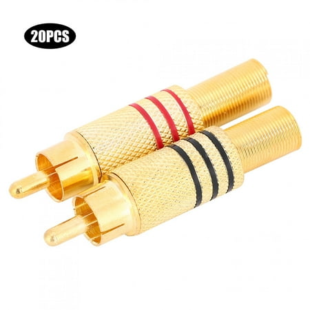 20Pcs RCA Connector Zinc AV Audio Plug Replacement Kits for Home Audio ...