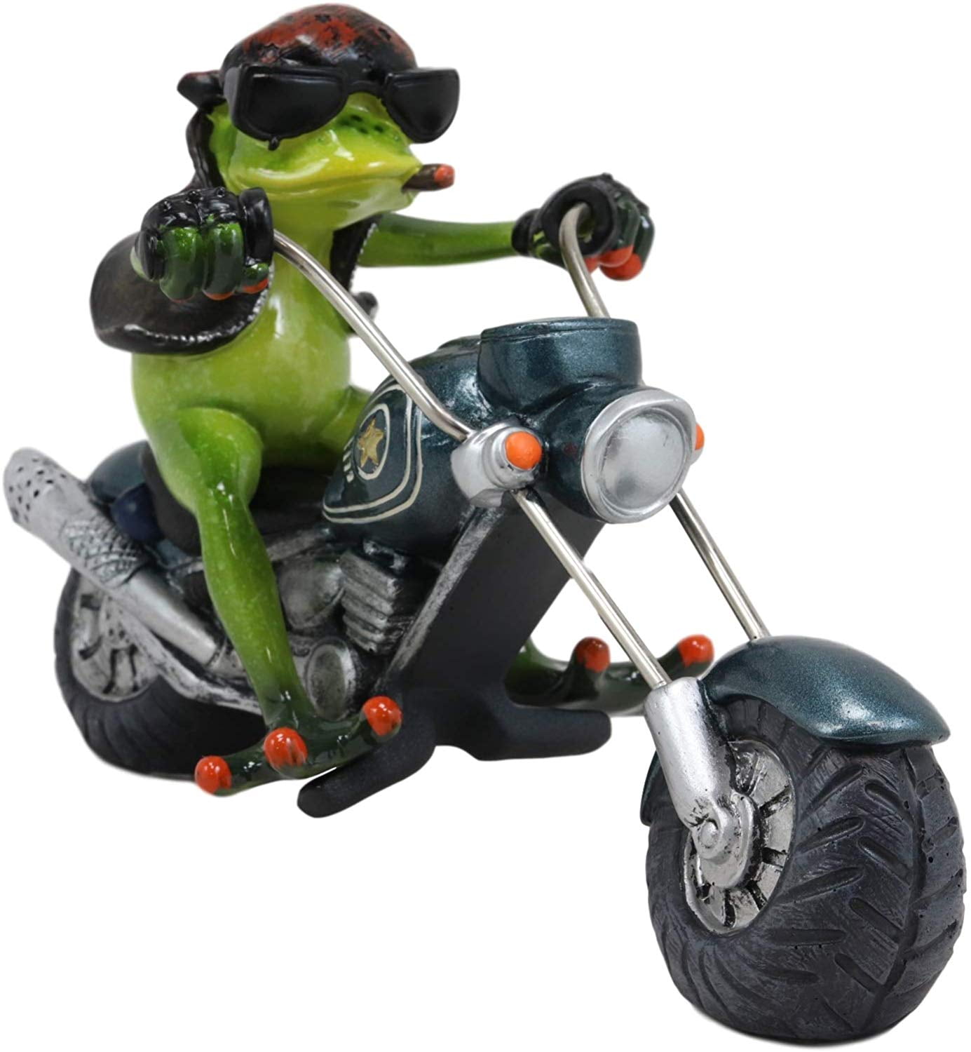 Ebros 8.5" Long Born to Ride Biker Frog with Red Bandanna Smoking Cigar ...