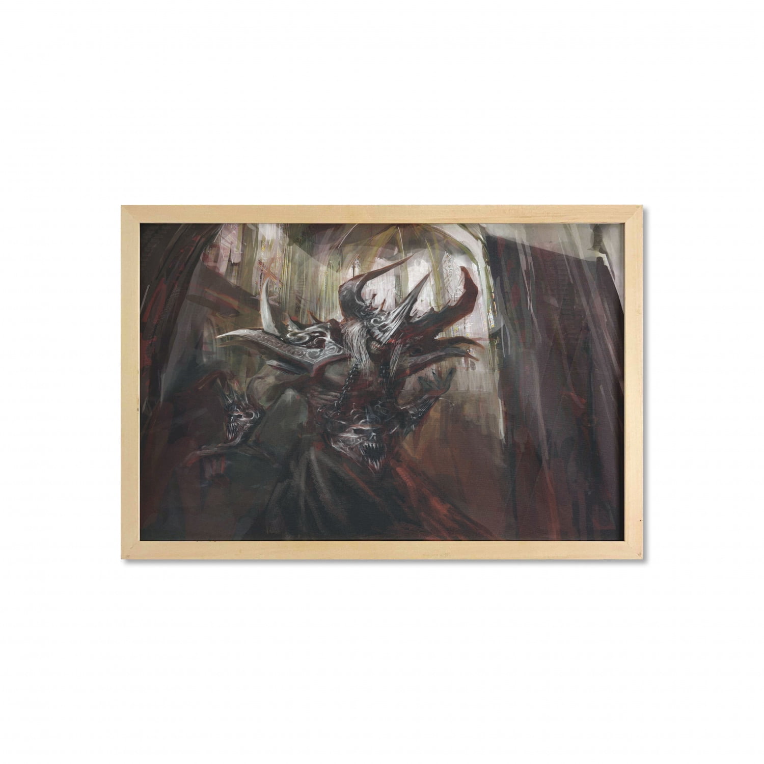 Fantasy World Wall Art with Frame, Armored Evil Monster in Apocalyptic ...