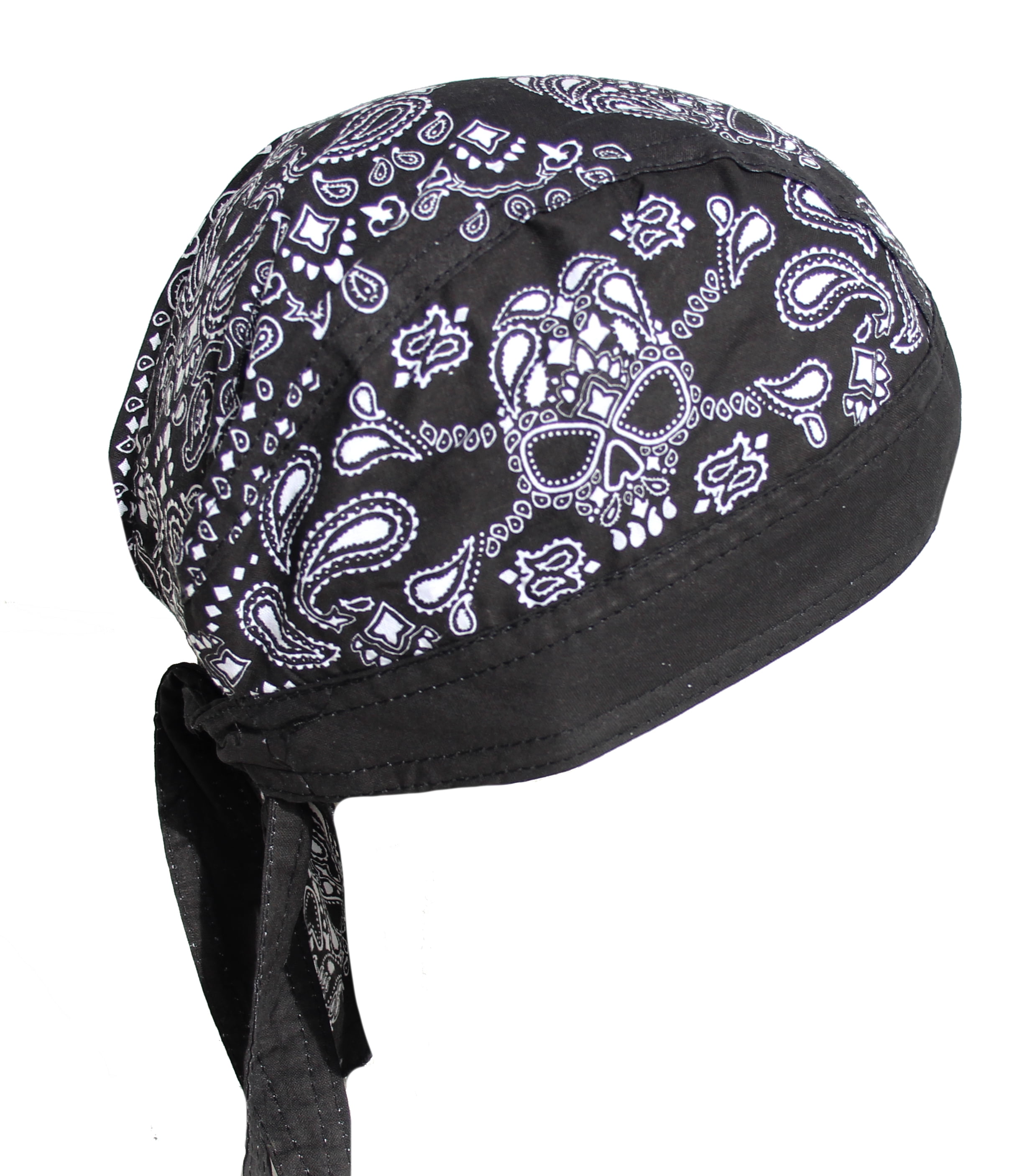 Black & White Paisley Skull Angel Biker Skull Cap - Walmart.com