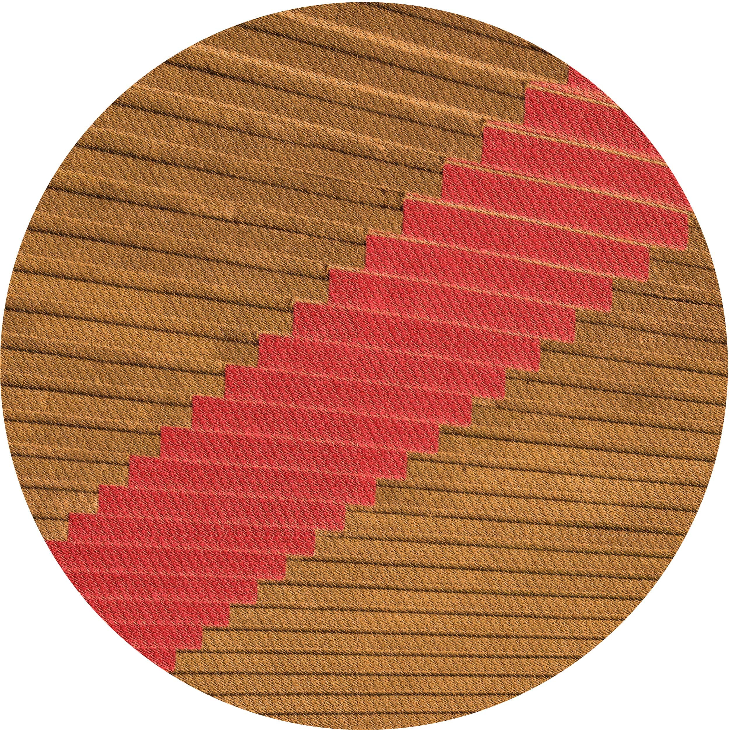 Ahgly Company Indoor Round Patterned Neon Orange Area Rugs, 6' Round ...