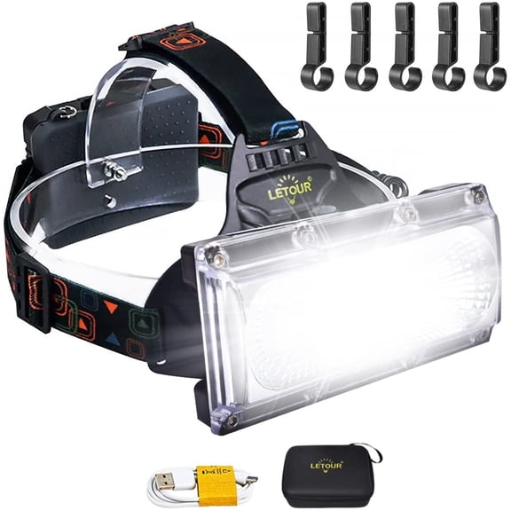 LED Headlamp, Rechargeable, Waterproof, 6000 Lumens, 4 Modes ...