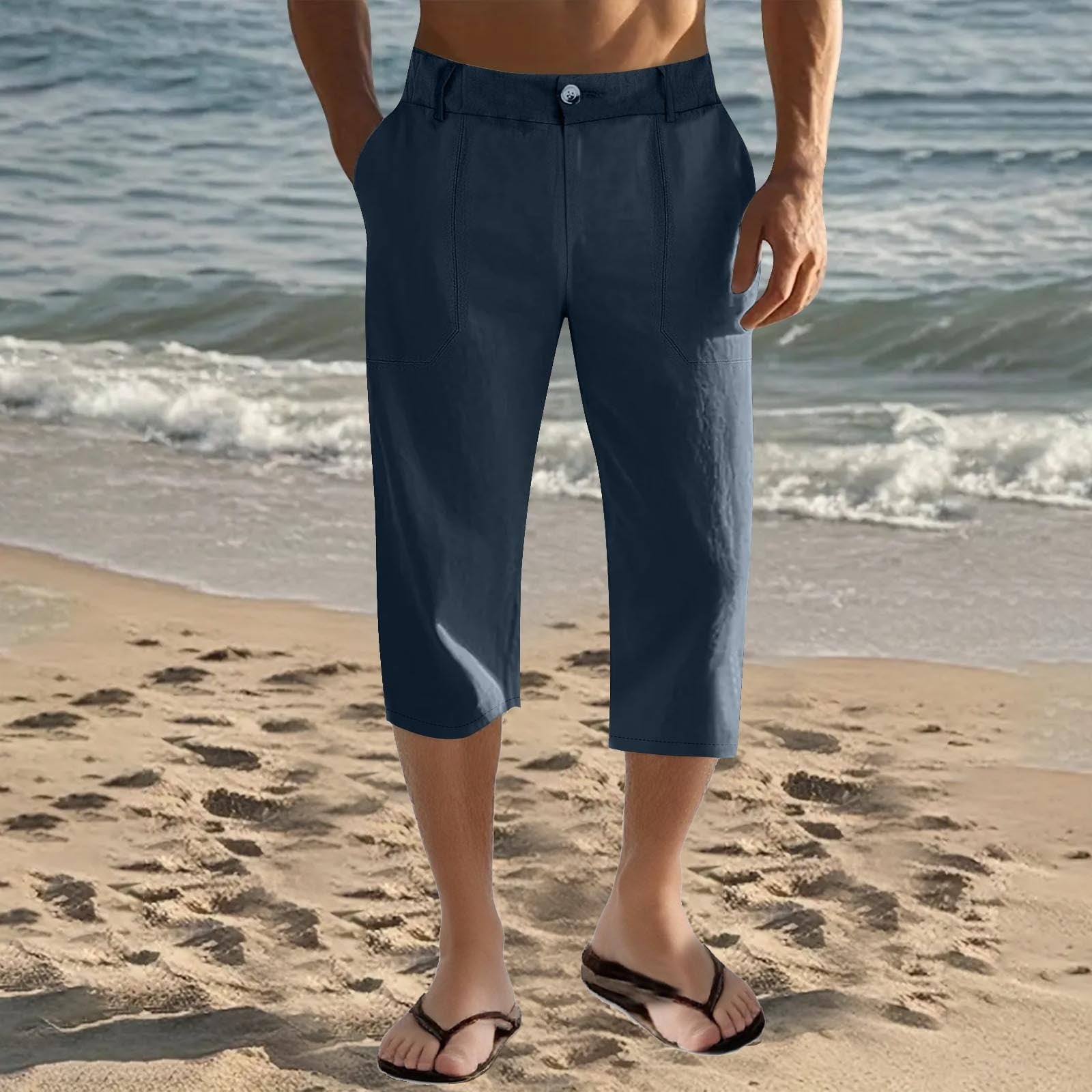 Click here for Ndbuld Mens Capri Long Elastic Cargo Shorts Mens F... prices