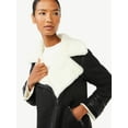 Scoop Women's Faux Suede Oversized Moto Jacket with Faux Fur Lining - Walmart.com