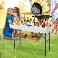Haddockway Folding Ice Cooler Table with Drain&Grid Frame,Portable ...